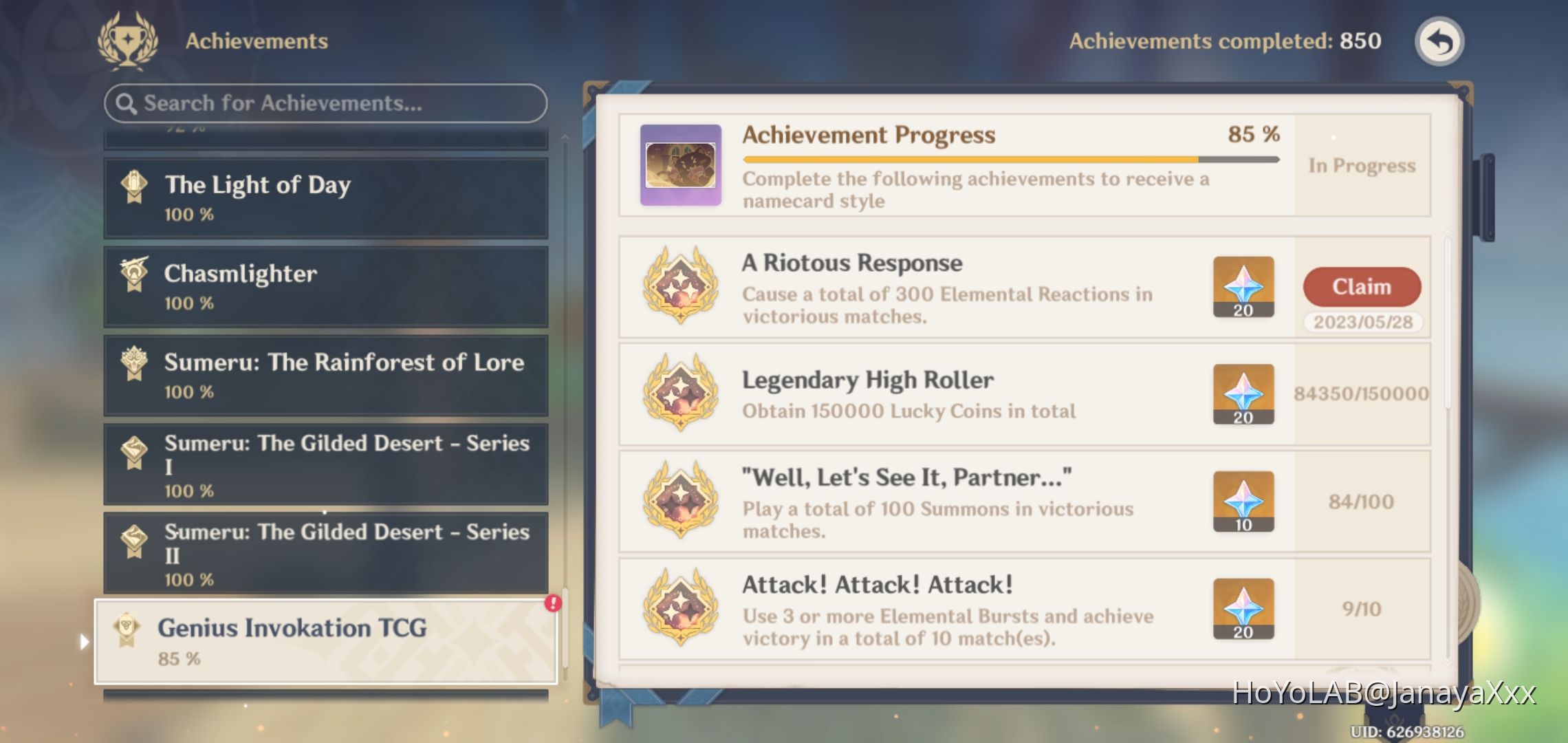 Genius Invocation TCG Achievements 🏆 Genshin Impact | HoYoLAB