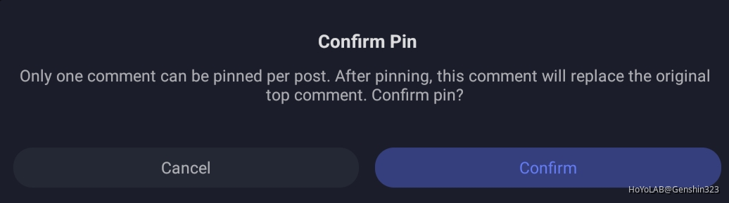So, this is what it will look like if you plan to pin another comment ...
