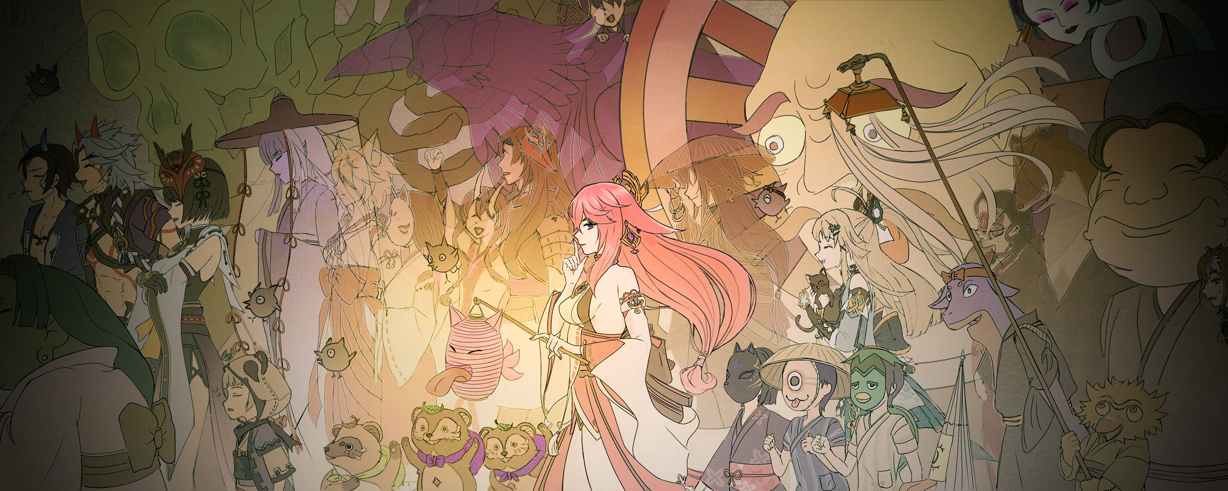 百鬼夜行・稲妻 /// Night Parade of One Hundred Demons・Inazuma Genshin Impact ...