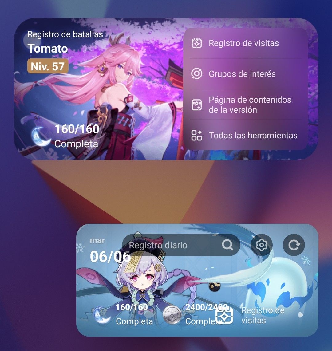 Widget de Genshin Genshin Impact | HoYoLAB