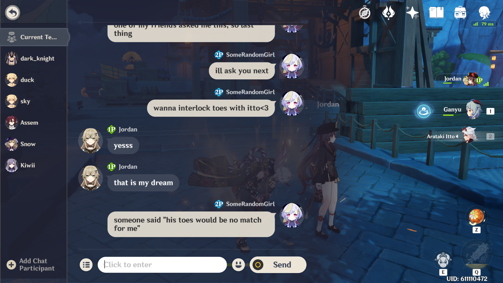 asking people if they would interlock toes with itto part 3 Genshin ...