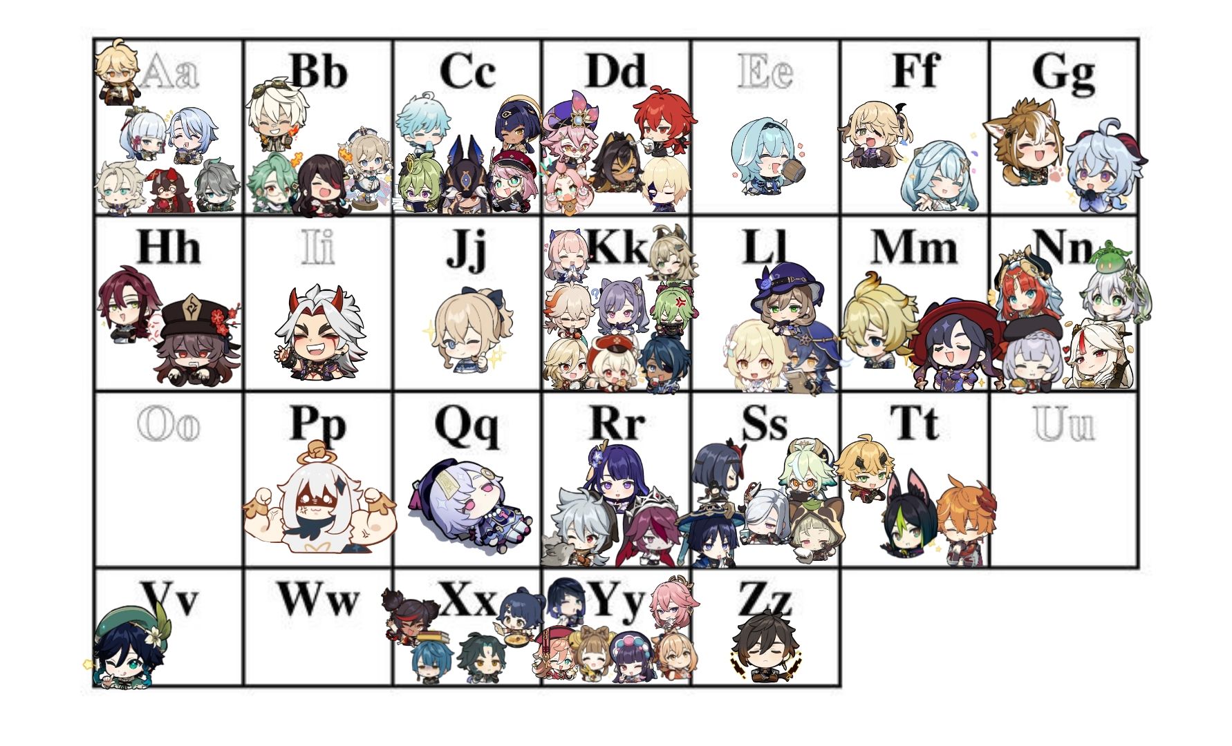 Учим алфавит с персонажами Genshin Impact | HoYoLAB
