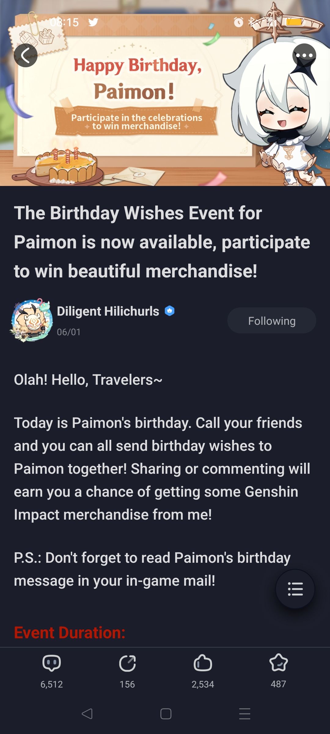 Wishing Paimon hb! Genshin Impact | HoYoLAB