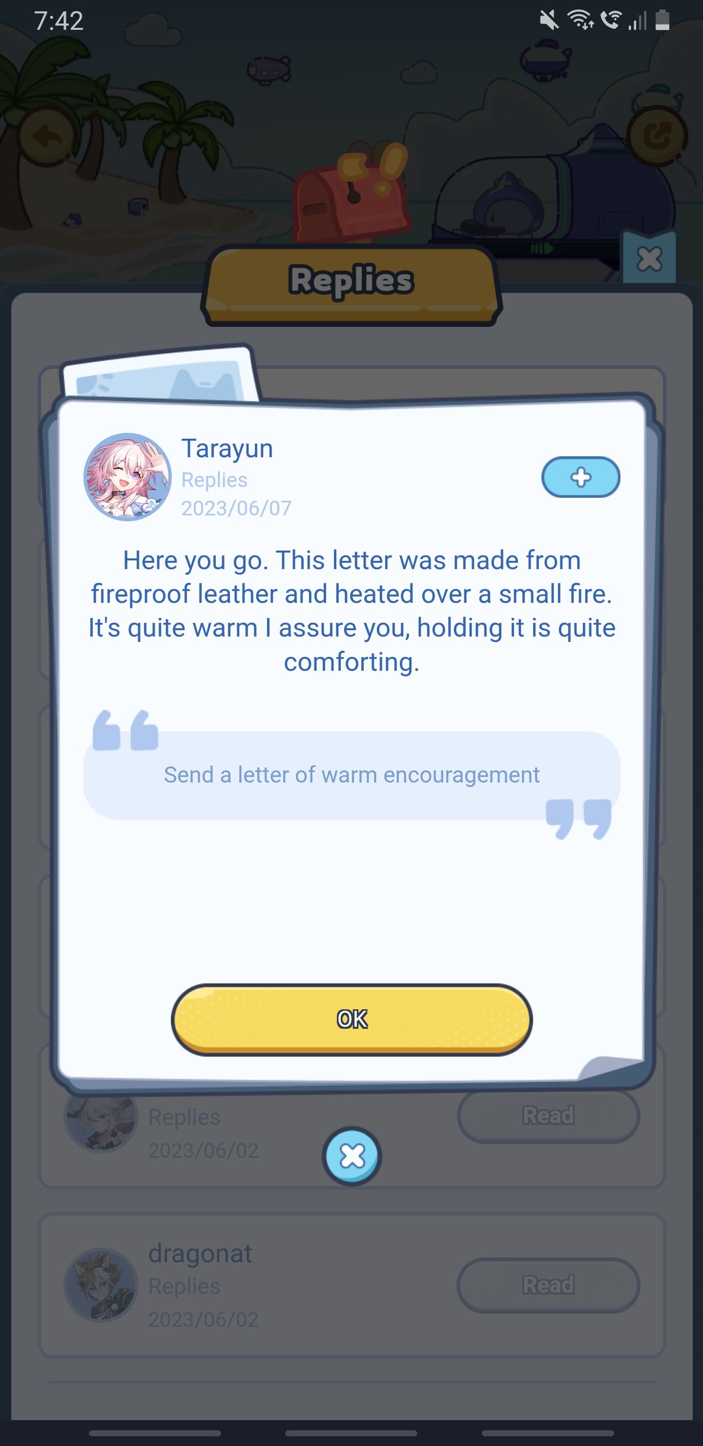 I asked for a warm letter | HoYoLAB