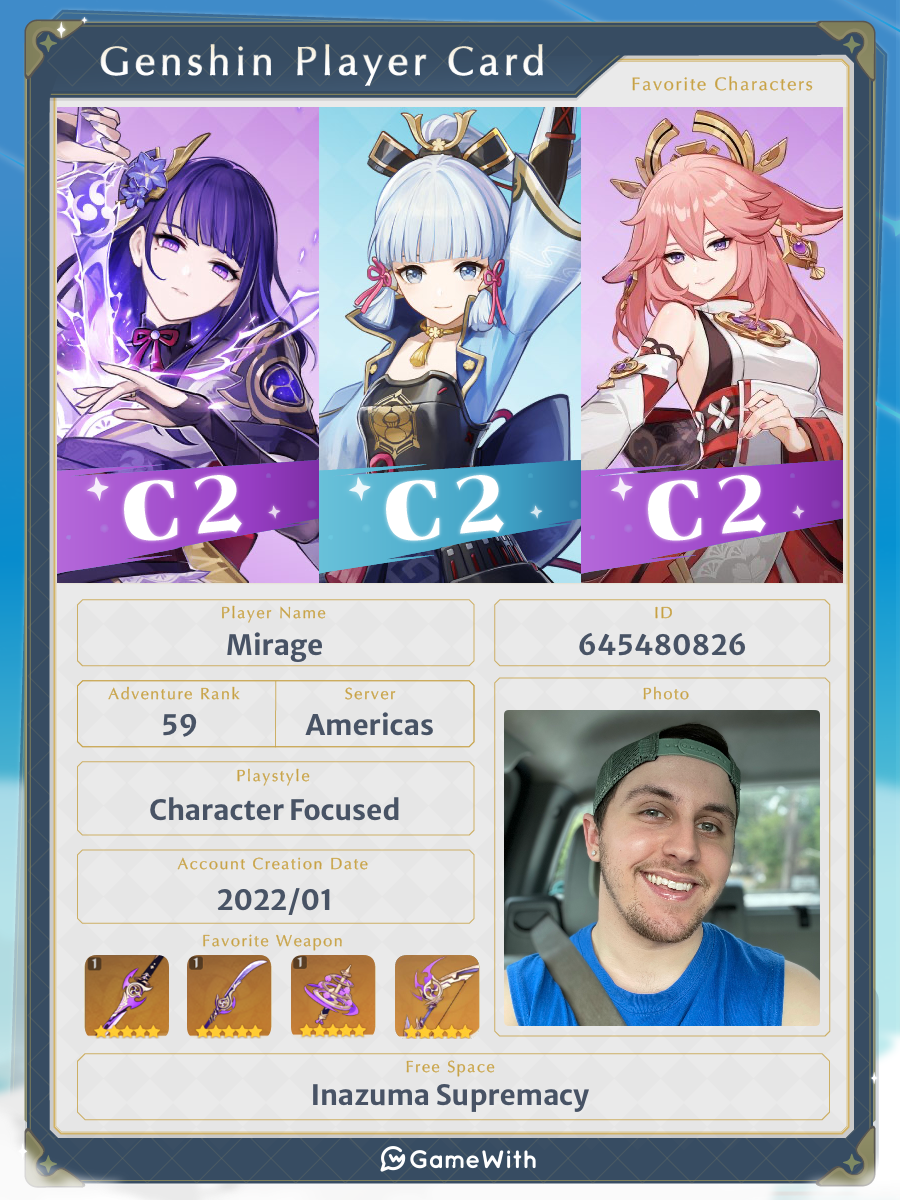 My Genshin player card! Create your own with the link below! Genshin ...