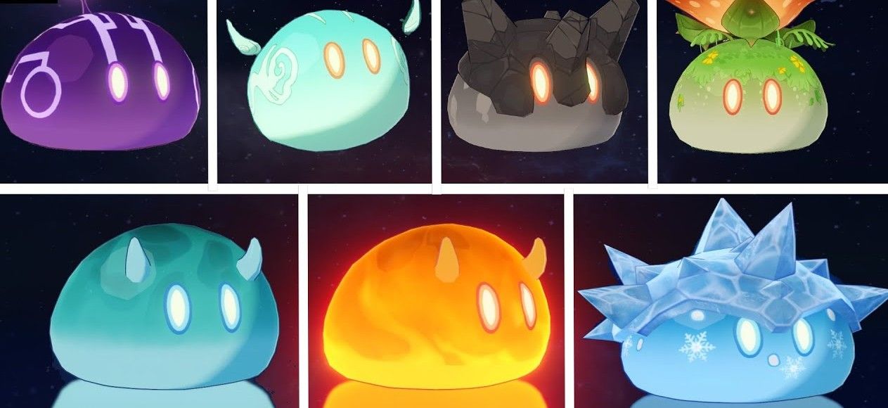 giả dụ nếu paimon đang đói mà có 7 con slime gồm: băng, hoả, lôi, thảo ...