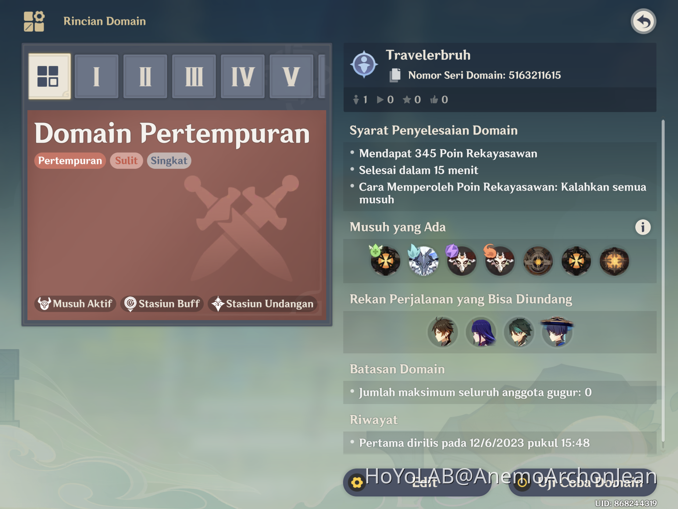 Domain Akun ke-3 (5163211615) Genshin Impact | HoYoLAB