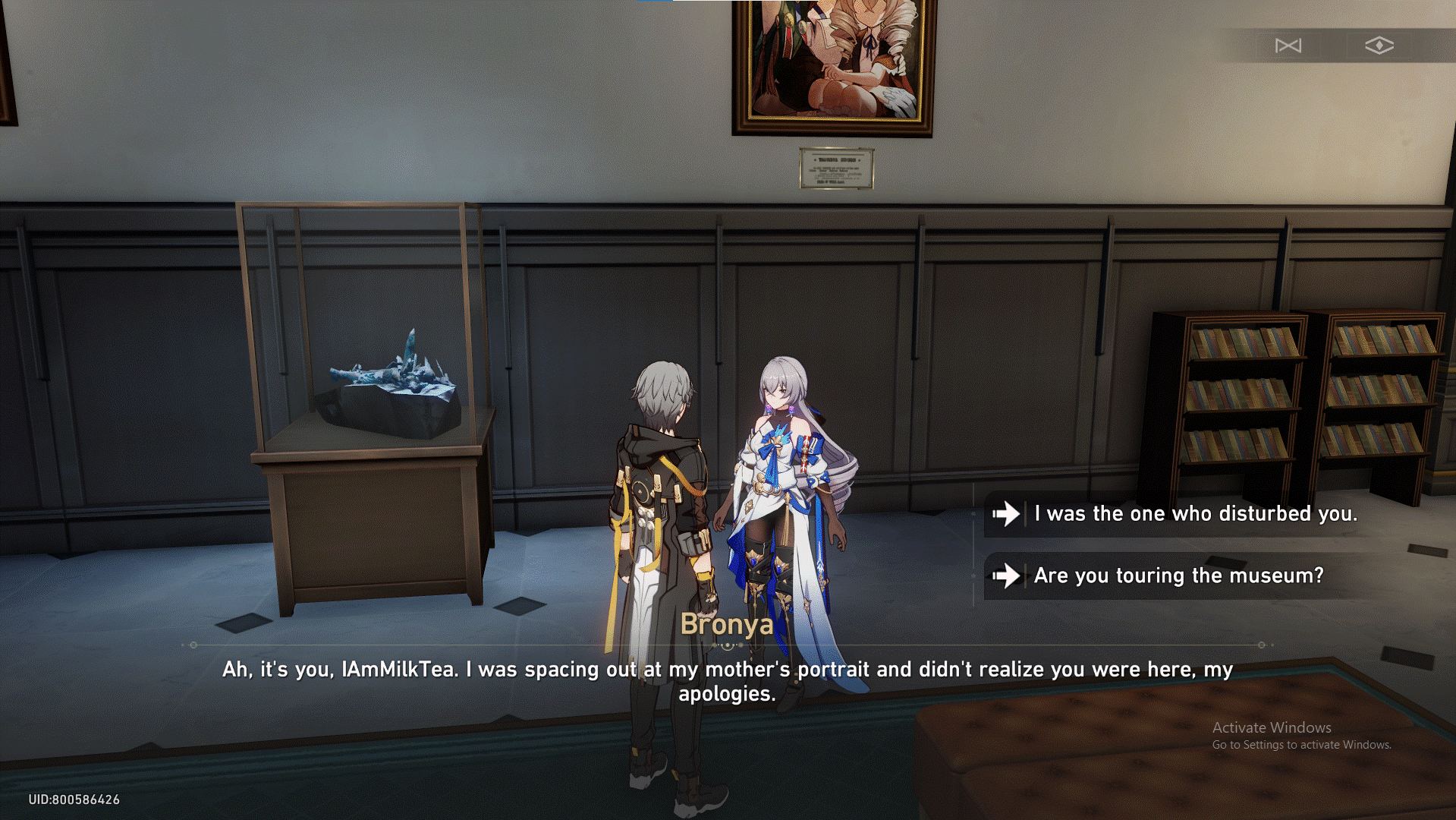 Talk to Bronya when you see her in the museum.. She has a gift for you ...