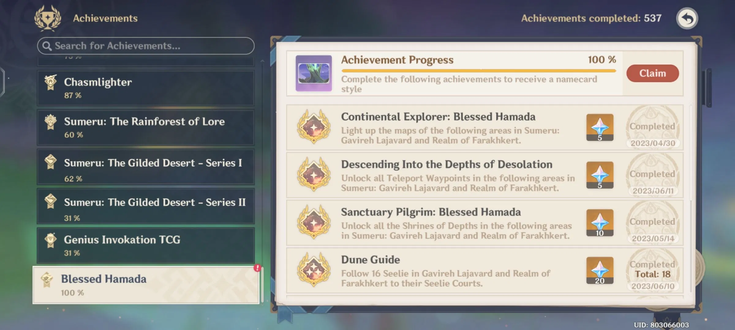 blessed hamada quest completed . Genshin Impact | HoYoLAB