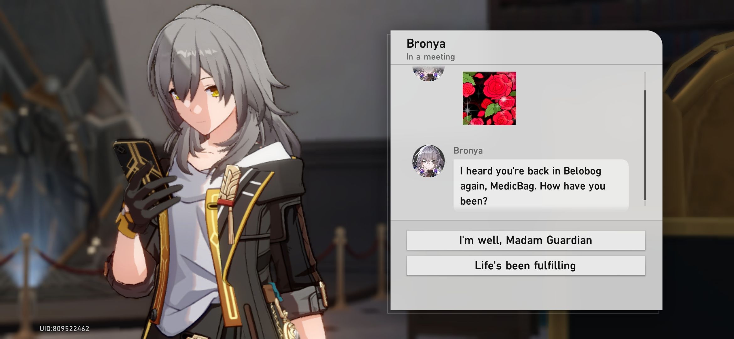 Well Bronya Flower Sticker Chat Goes Happen Again Honkai: Star Rail ...