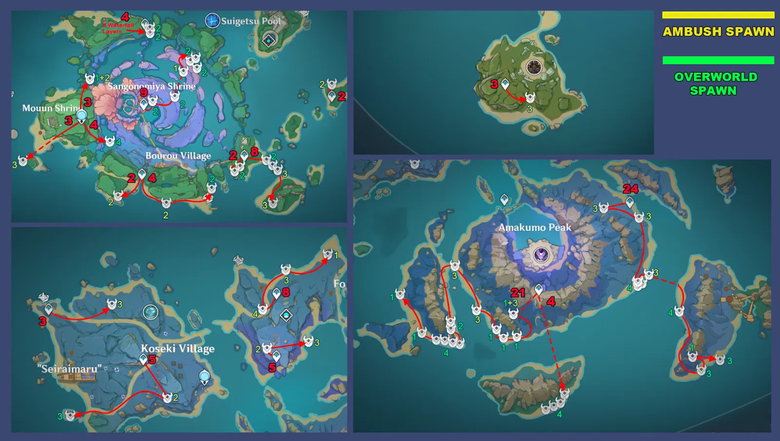 [V3.7 First Half] Farming Routes Collection: Naku Weed (Yoimiya), Sea ...