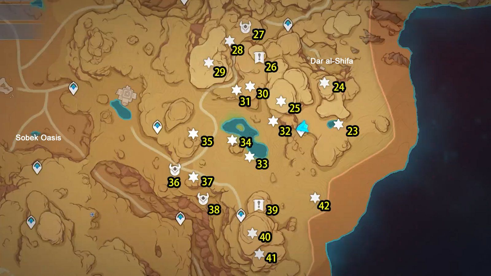 Sumeru Desert Chest Collection Guide 3 — South of Dar al-Shifa (23-42) Genshin Impact | HoYoLAB