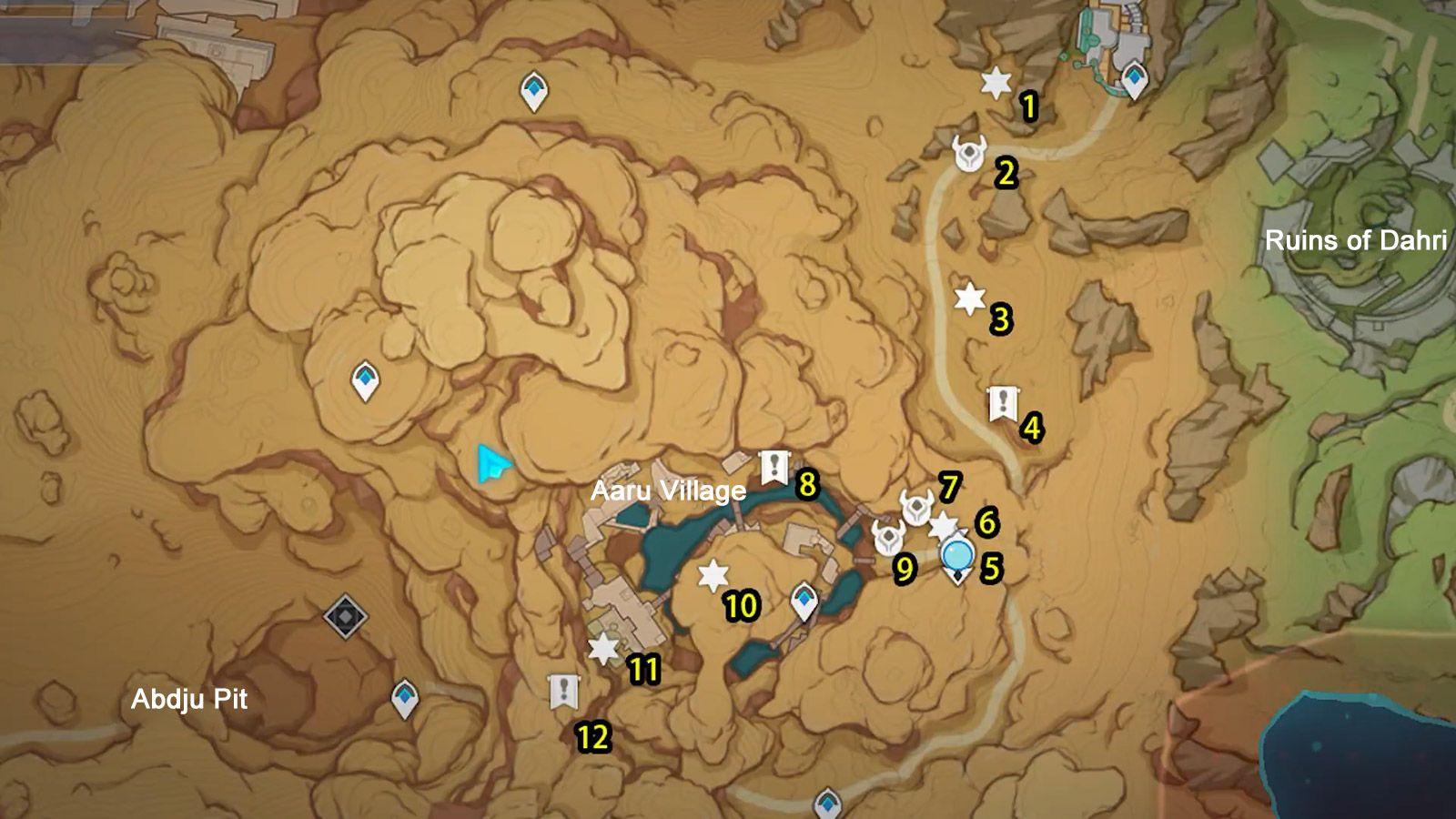 Sumeru Desert Chest Collection Guide 1 – Aaru Village (1-12) Genshin ...