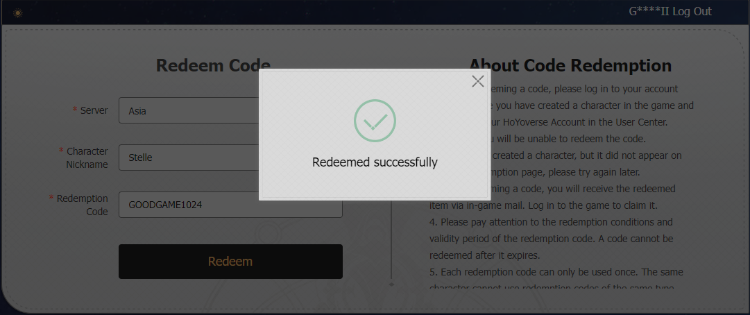 (NEW) Redeem Code 1.1 - CREDIT (June 2023) - GOODGAME1024 Honkai: Star ...