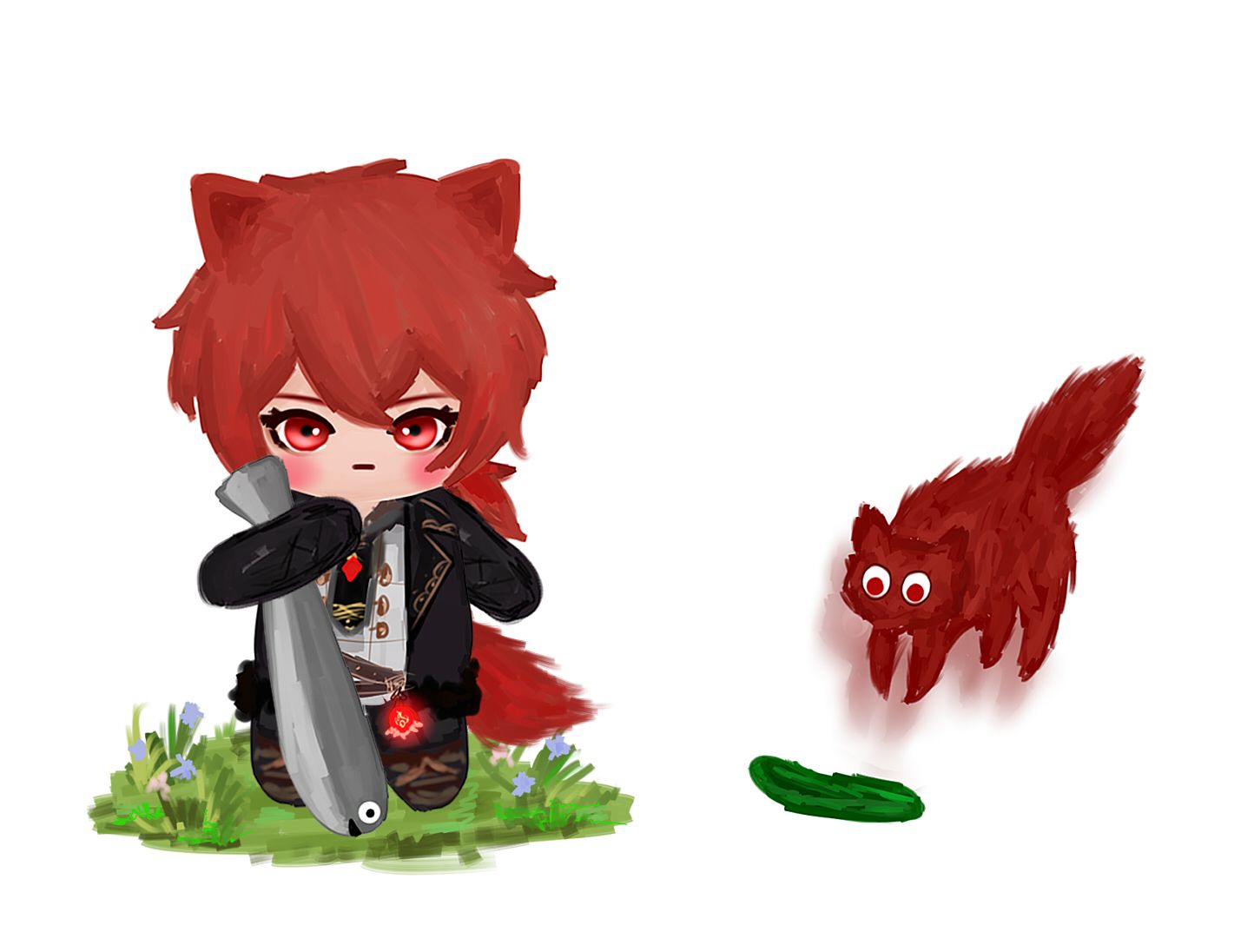 silly meowluc with his sacabambaspis claymore Genshin Impact | HoYoLAB