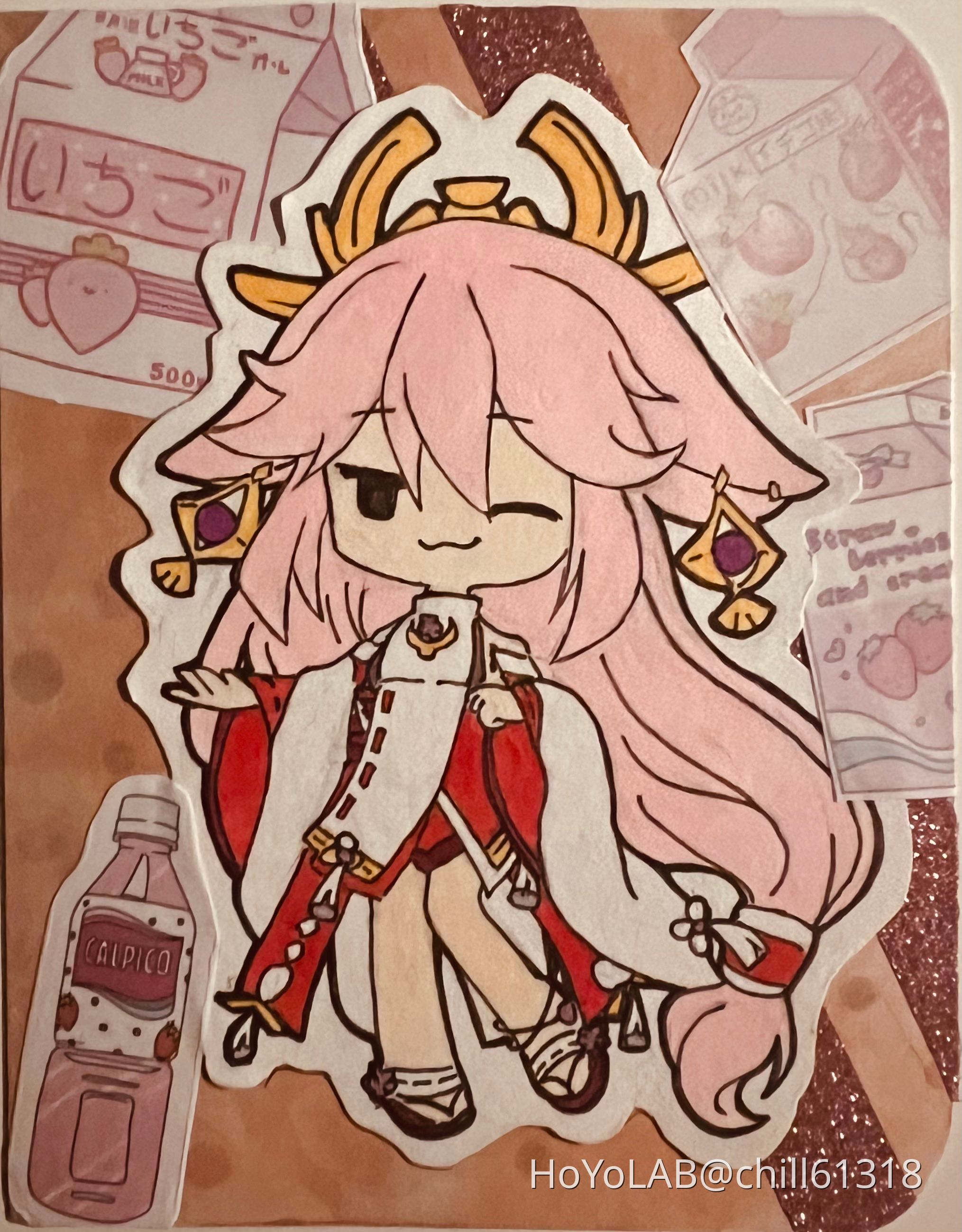 Yae Miko sticker collage Genshin Impact | HoYoLAB