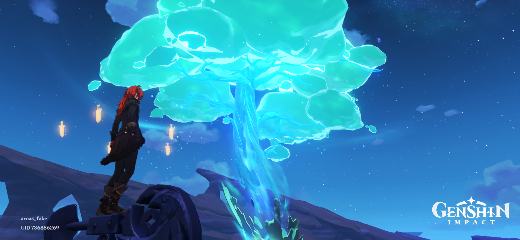 The blue tree looking bright as usual Genshin Impact | HoYoLAB