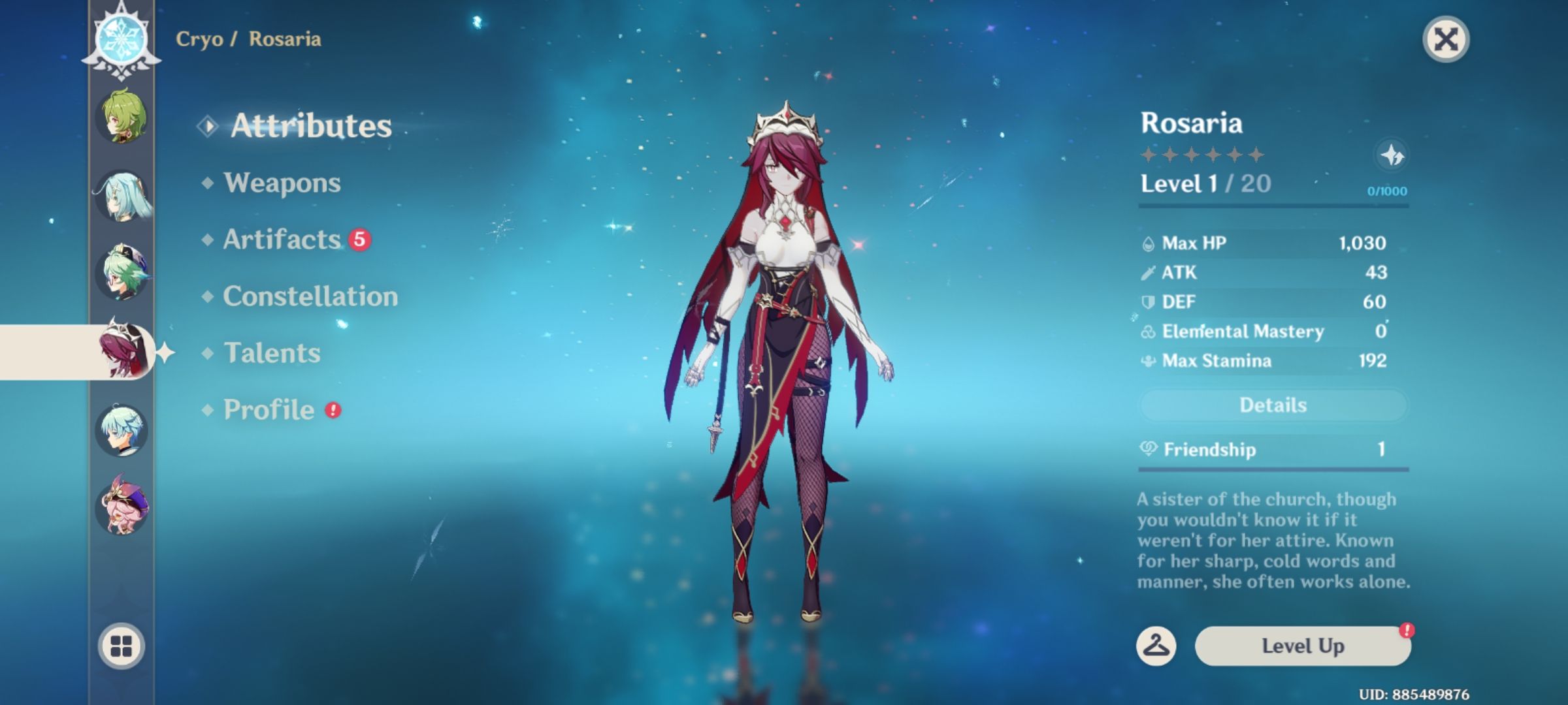 Rosaria Base Stats Genshin Impact | HoYoLAB