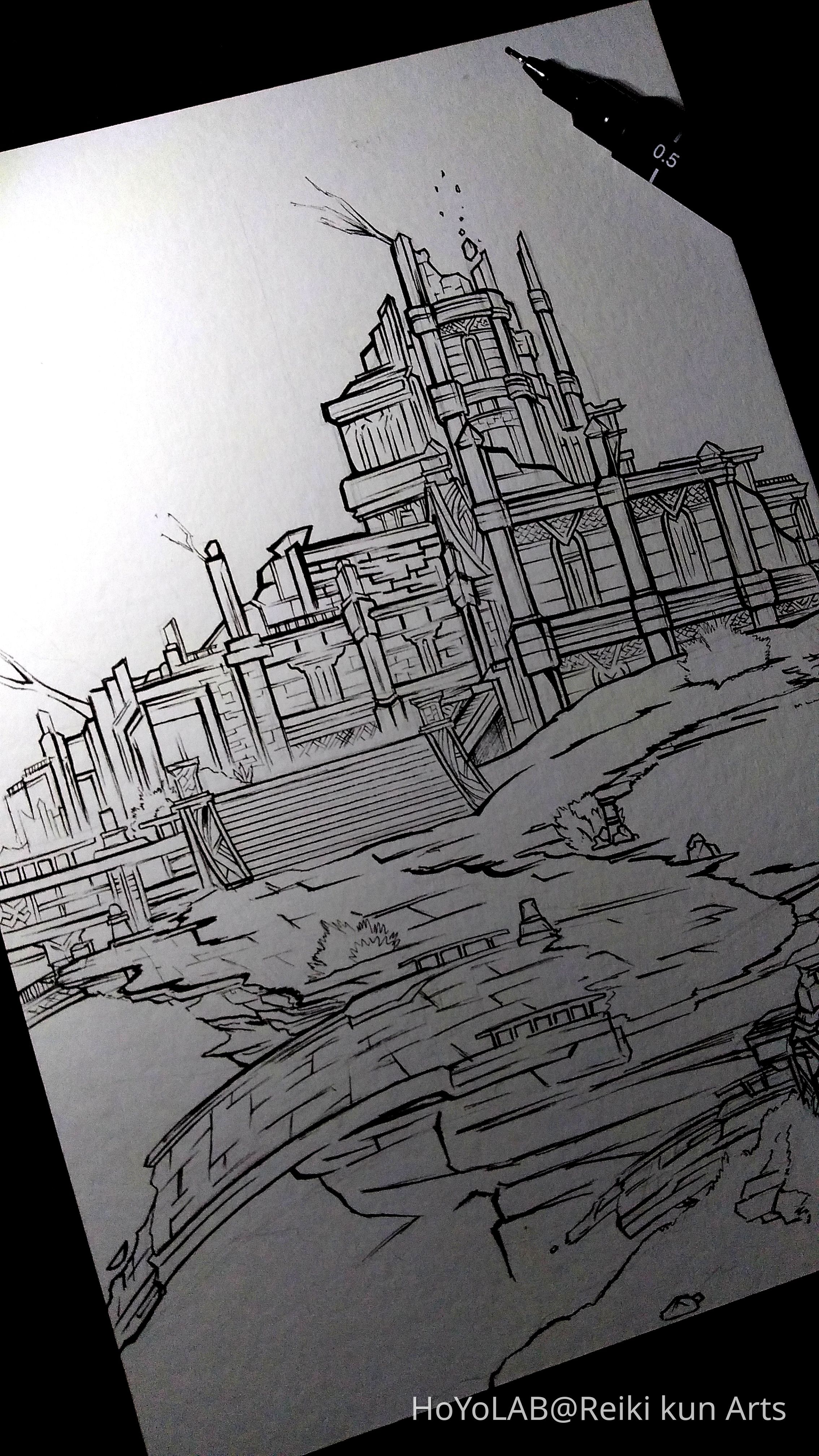 Outlining process on this enkanomiya drawing Genshin Impact | HoYoLAB