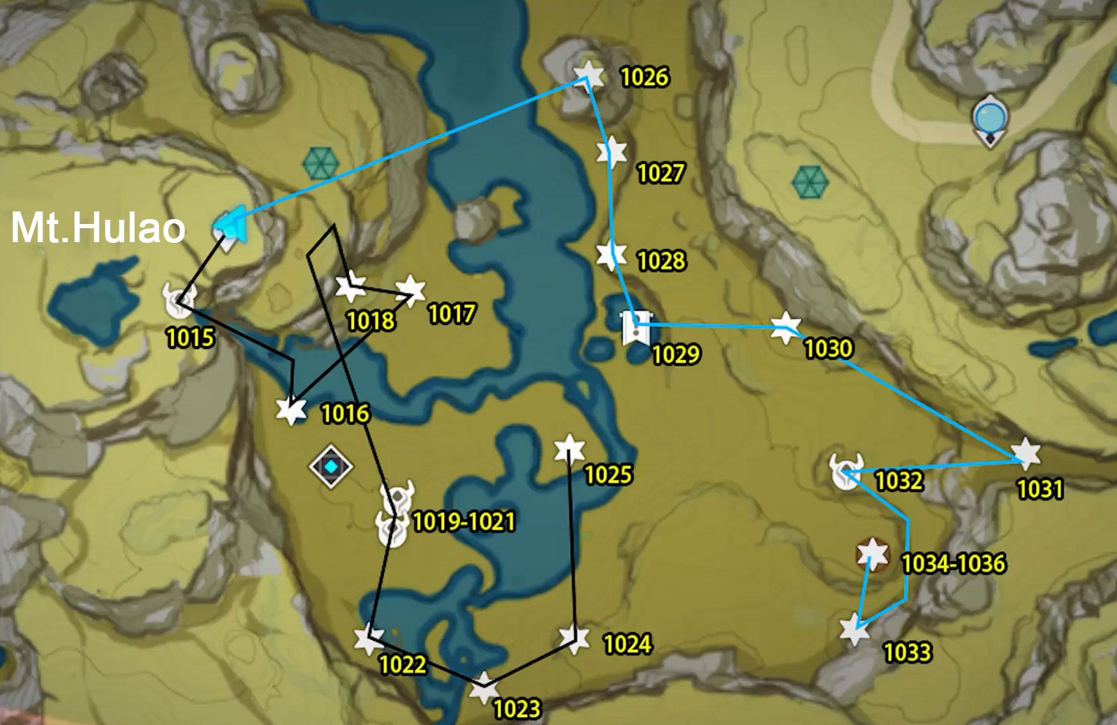 Liyue Chest Collection Guide 54 — Mt. Hulao II (#1015-1036) Genshin ...