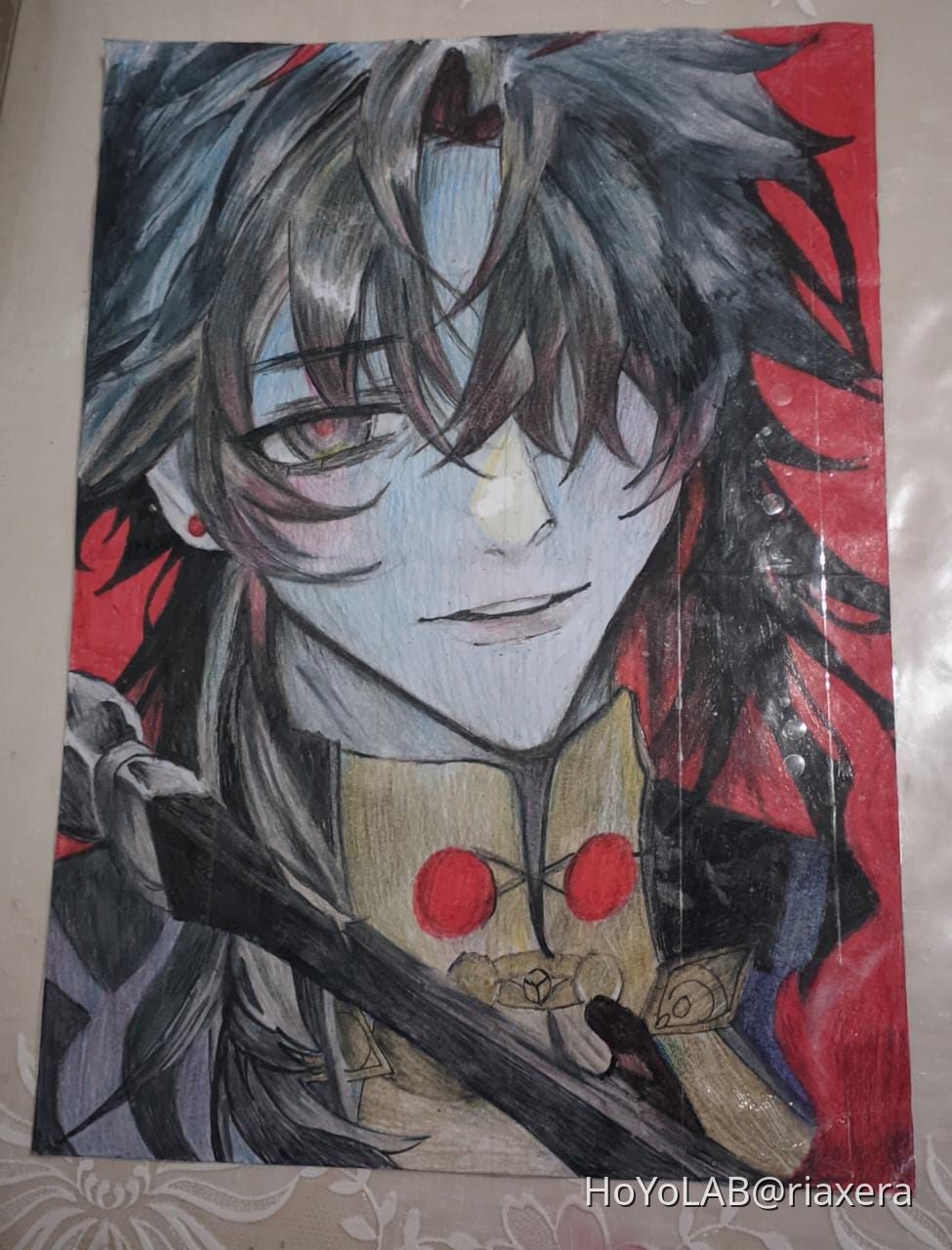 so I tried to recreate blade fan art in traditional art style .. Honkai ...