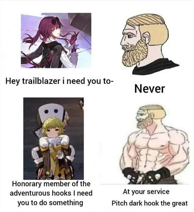 I am honored to be at your service PITCH DARK HOOK THE GREAT! Honkai ...