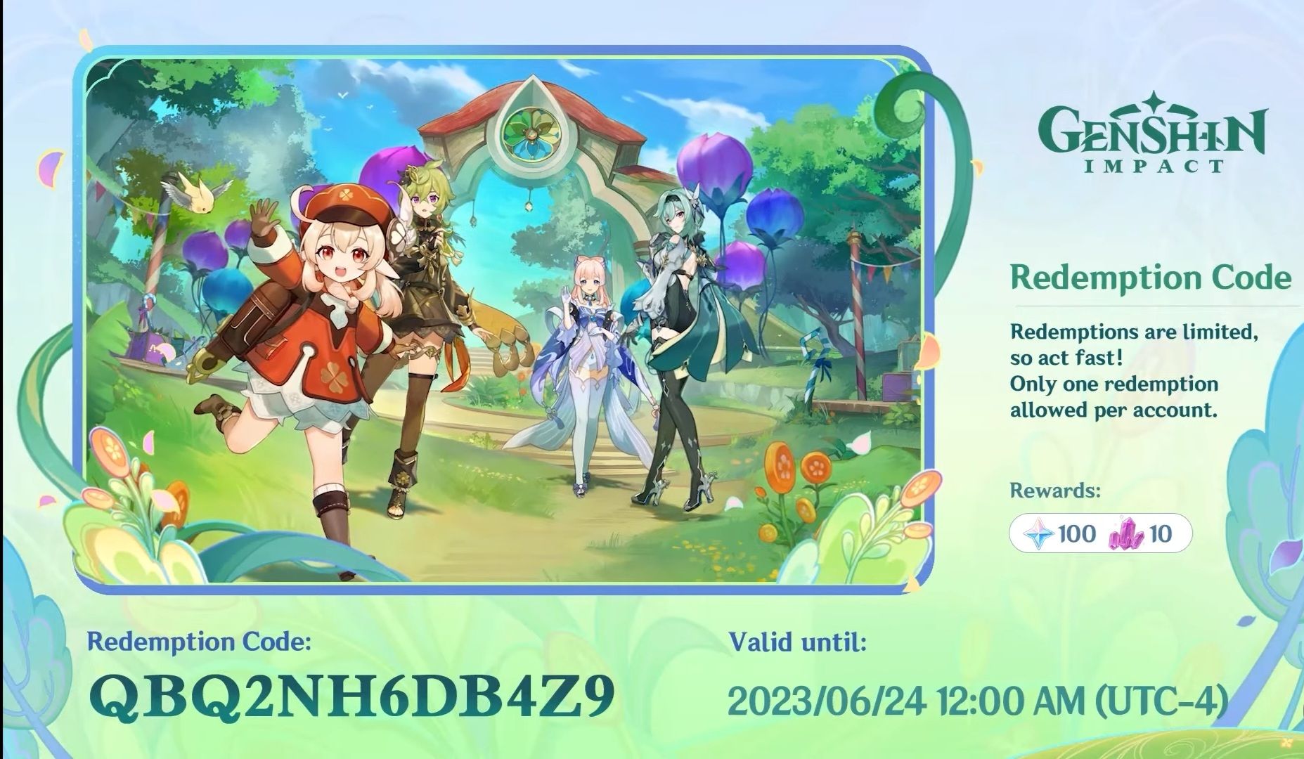 3.8 Redemption Codes: 6/23/23 - 6/24/23 Genshin Impact | HoYoLAB