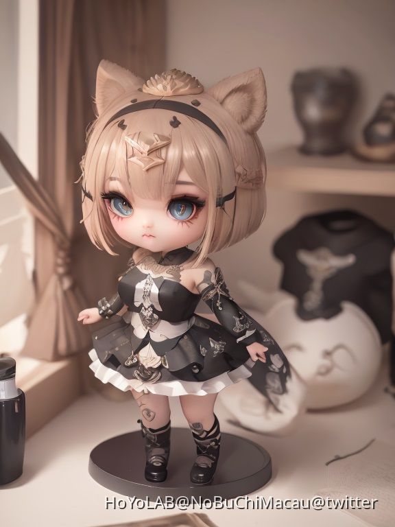 (AI-ART)Q版双Lora融合測試及實界測試 Felis chibi ,yomiya, HSR Qingque , fu xuan ...