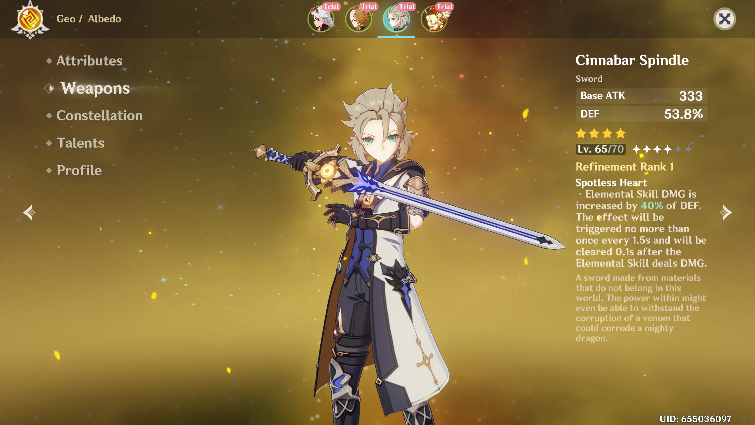 UNOBTAINABLE Weapon on Trial Versions of Albedo Genshin Impact | HoYoLAB