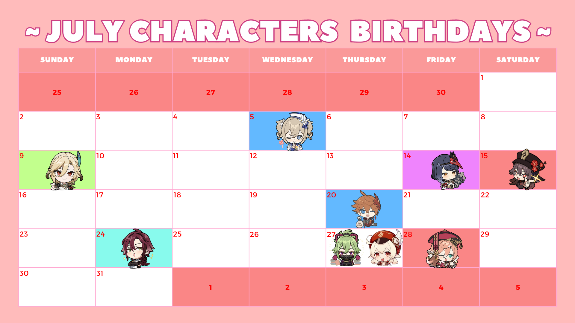 July Characters Birthdays Calendar Genshin Impact HoYoLAB July Characters Birthdays Calendar Genshin Impact HoYoLAB