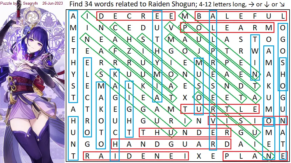 Word Games #115 - Jun 26 - RAIDEN SHOGUN (Solution) Genshin Impact | HoYoLAB