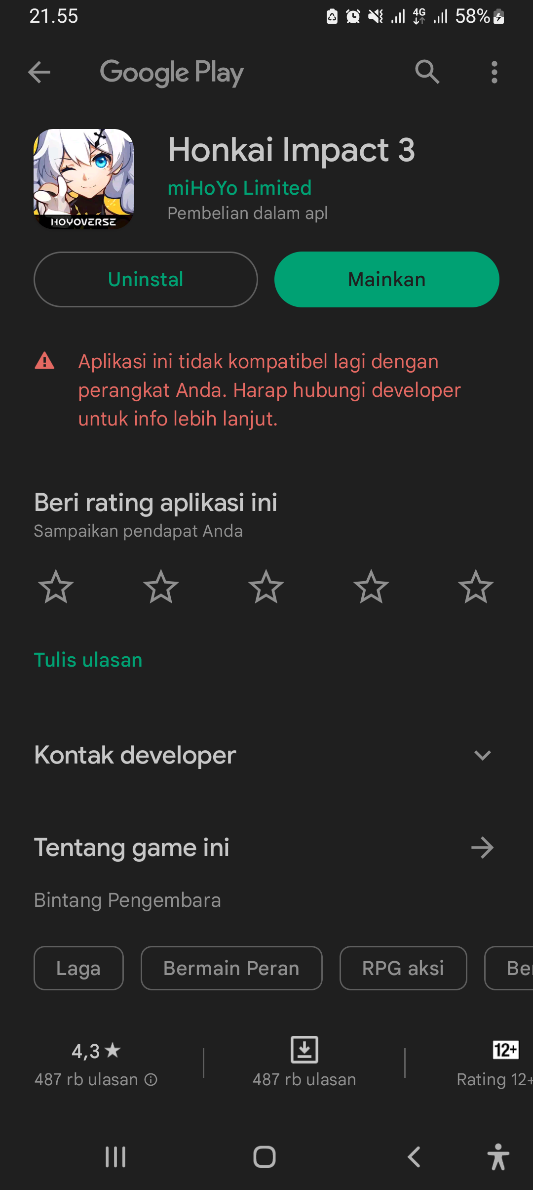satu satunya game mihoyo yang bisa di mainin di hp sekarang malah nggak ...