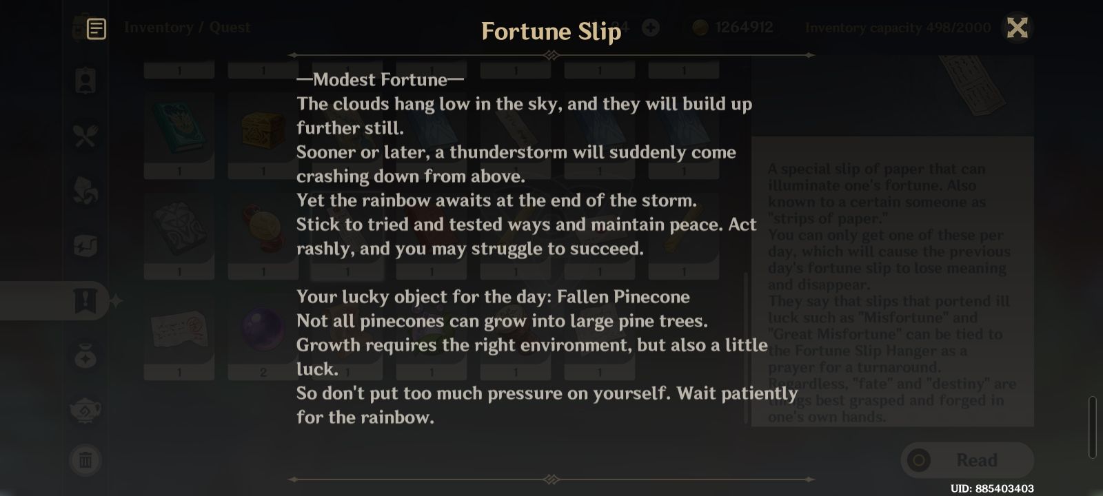 My first fortune slip. What does this mean? Genshin Impact | HoYoLAB