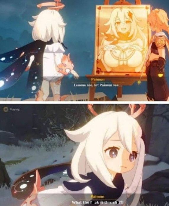 Paimon's reaction to the traveler's drawing... Genshin Impact | HoYoLAB