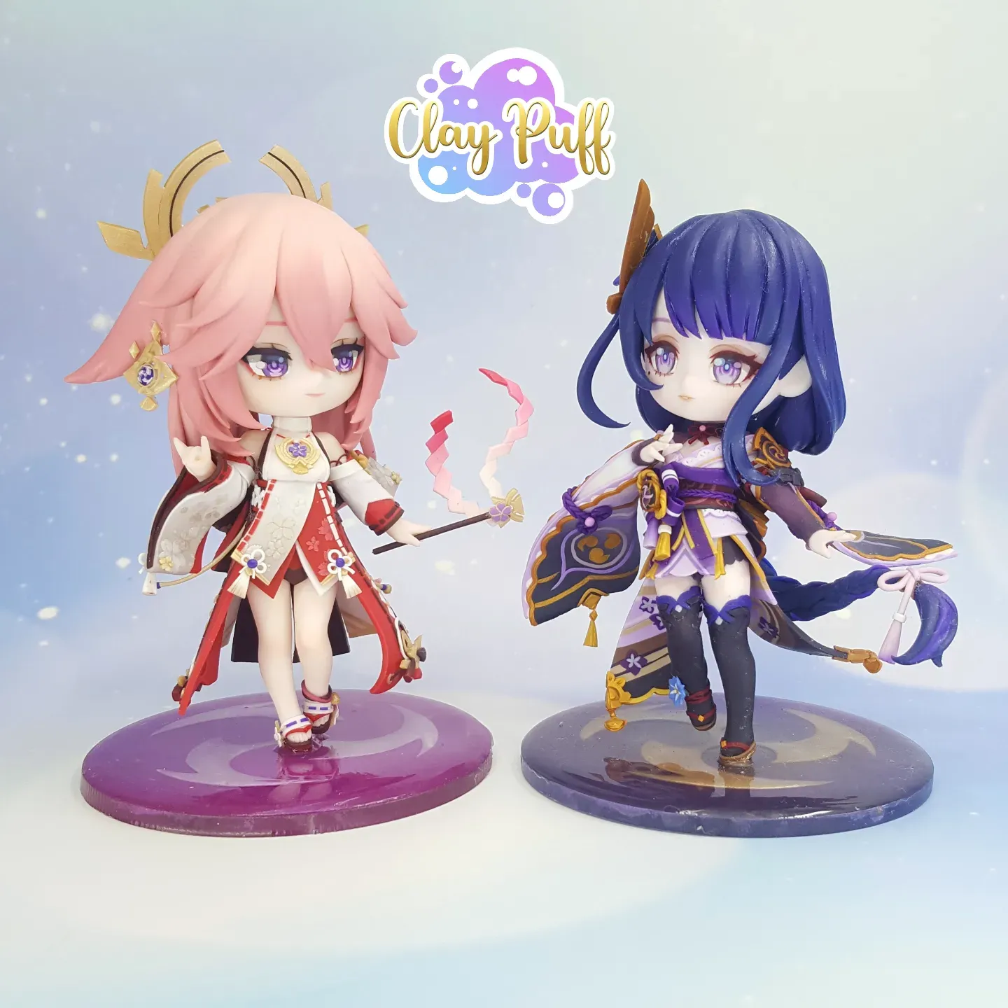 Chibi Raiden Shogun Ei Figure and Chibi Yae Miko Figure in one frame. Genshin Impact | HoYoLAB