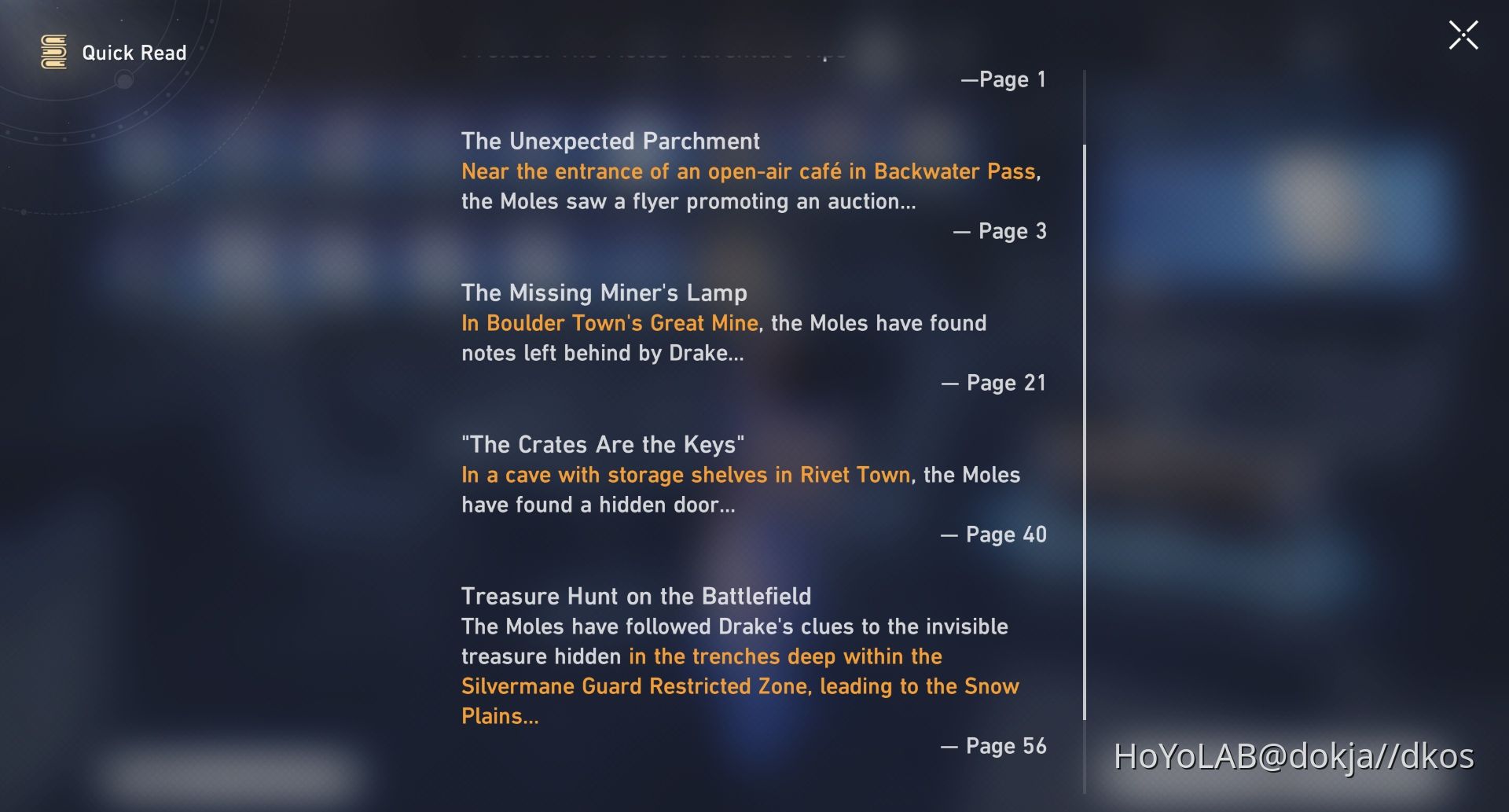 The Adventurous Moles [Quest] Guide & Locations of The Pages 3, 21 & 56 ...