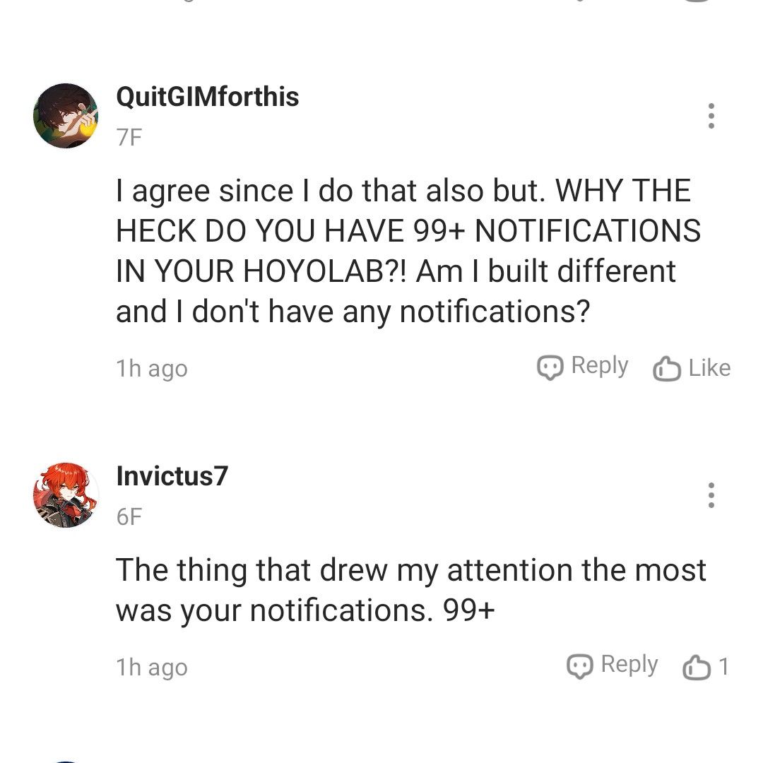 I show u guys: the 99+ notifications | HoYoLAB