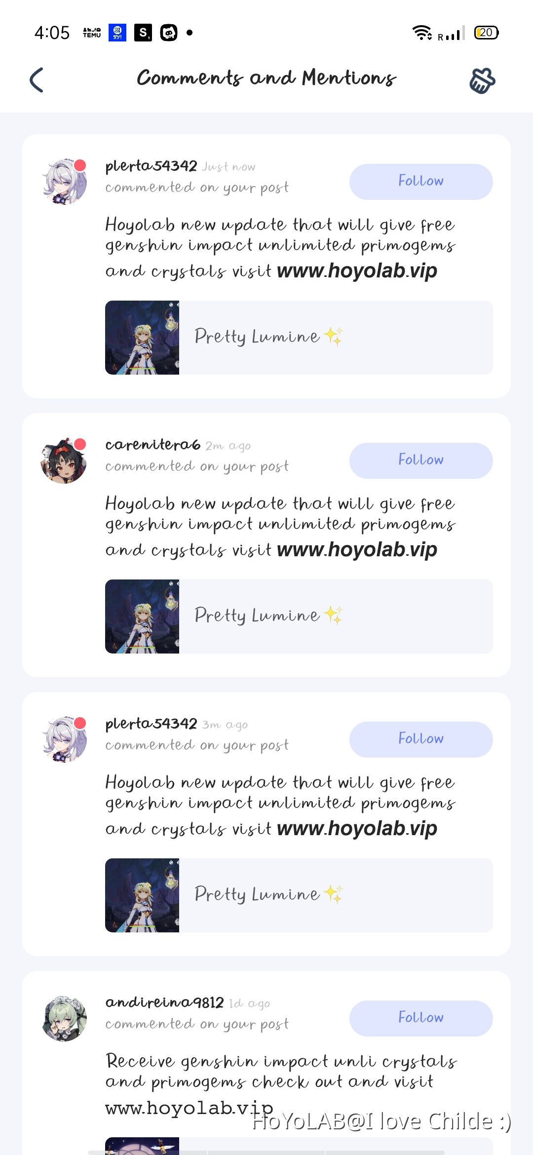 I hate bots :((😭 | HoYoLAB