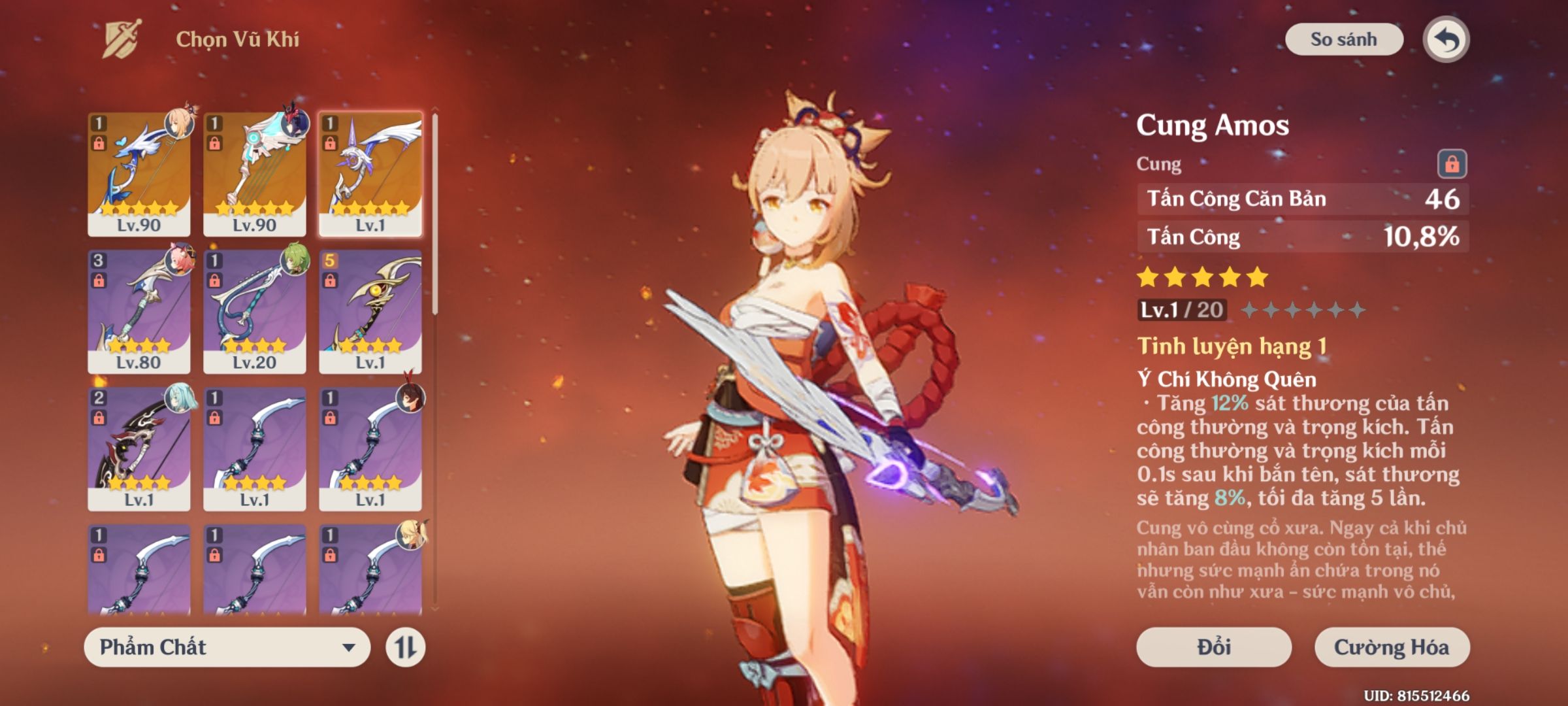 Cái vũ khí nào phù hợp hơn với Yoimiya nhỉ ae, tôi ko có ssrd Genshin ...