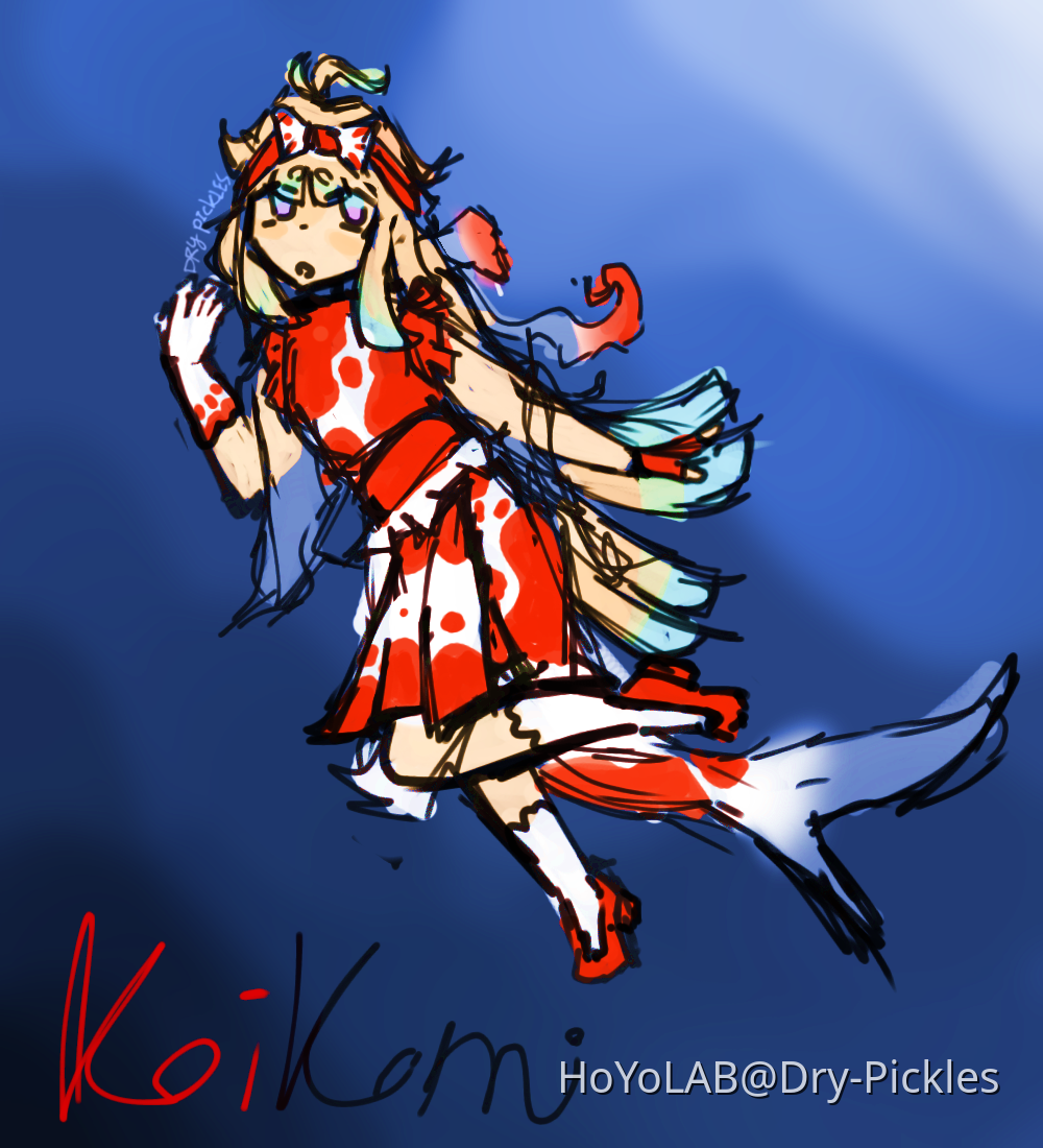 WIP KOIkomi (kokomi but i try giving her a koi fish costume because i ...