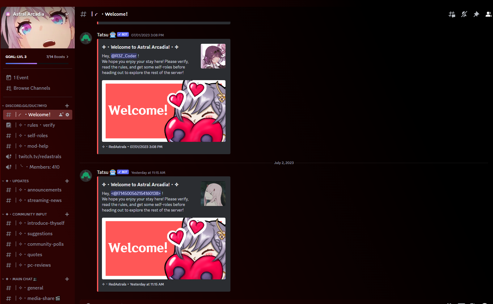 ANOTHER INVITE TO MY DISCORD SERVER! (400+ members) -> discord.gg ...