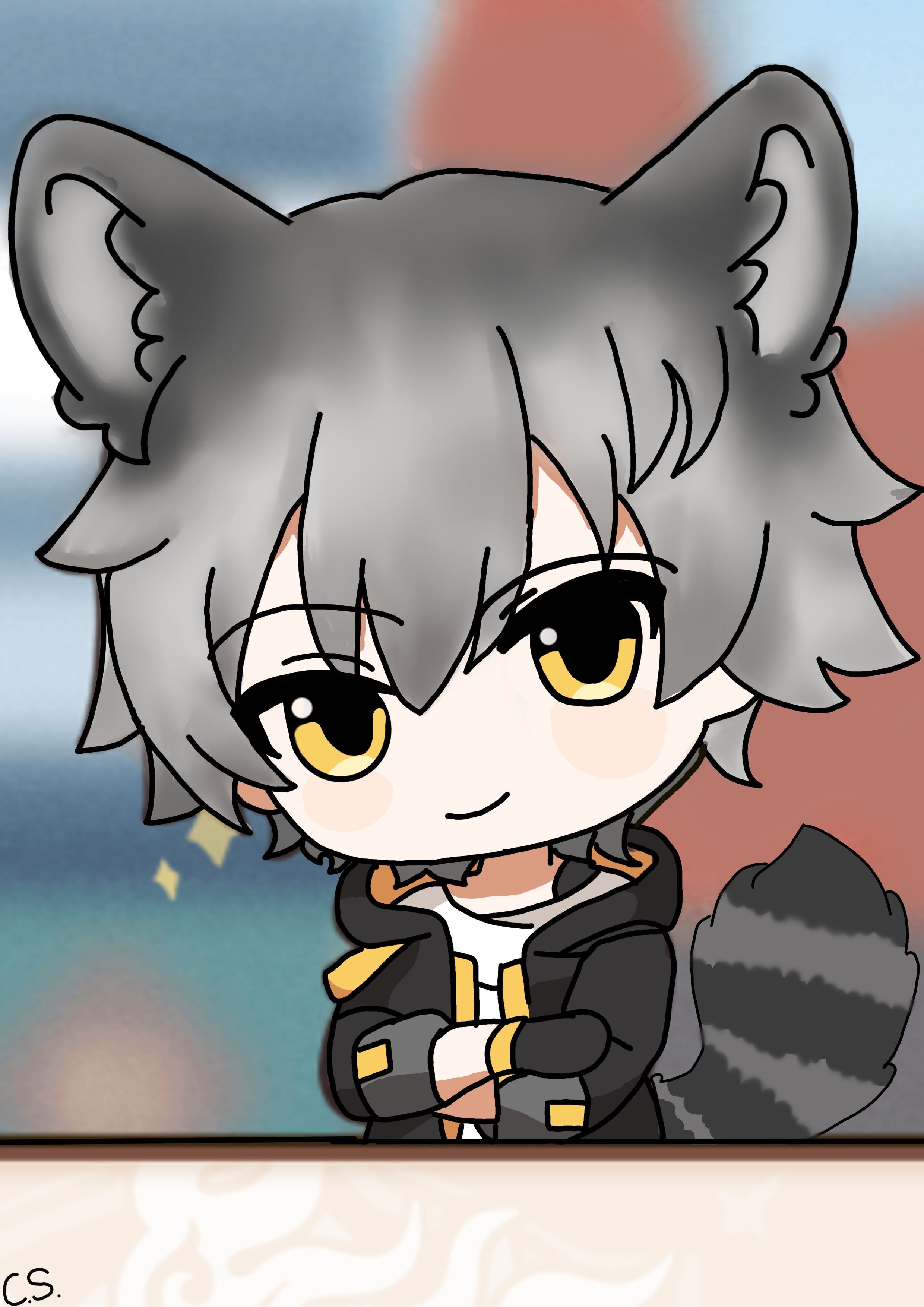 I decided to draw Caelus as a chibi raccoon because why not! Honkai ...
