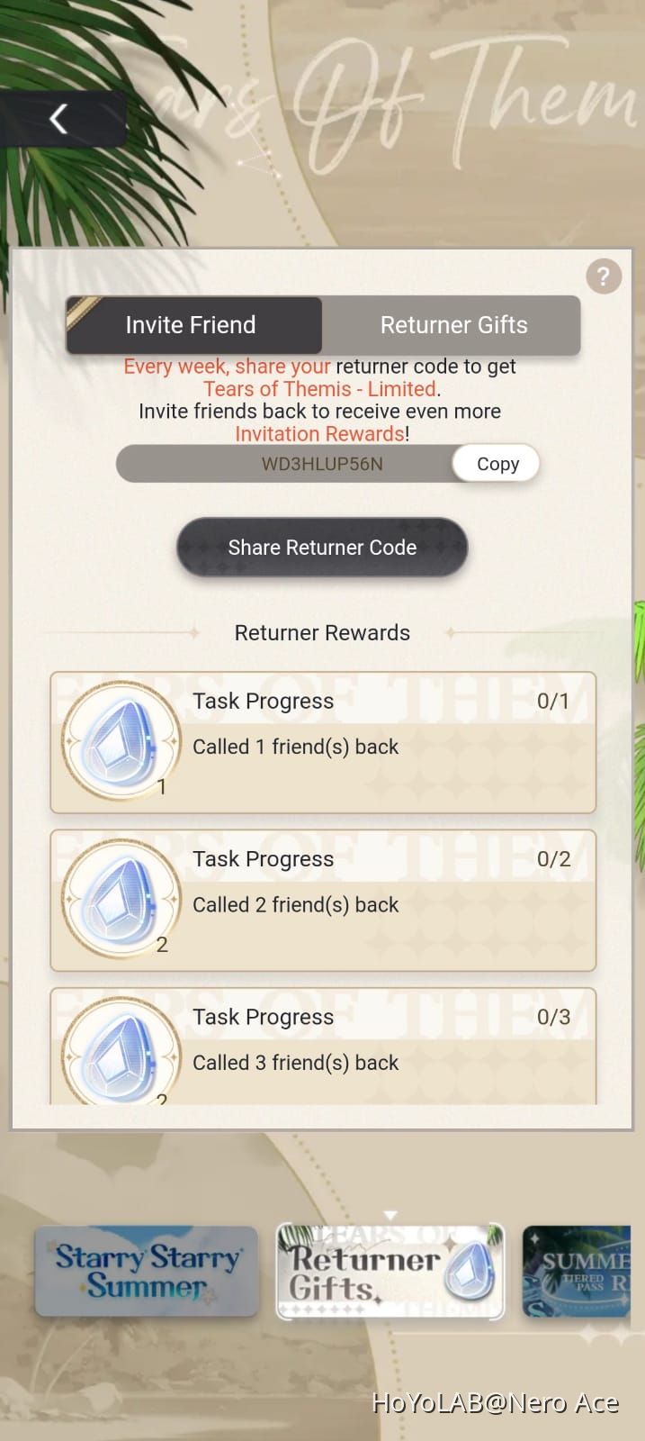 Returner Code Tears of Themis | HoYoLAB