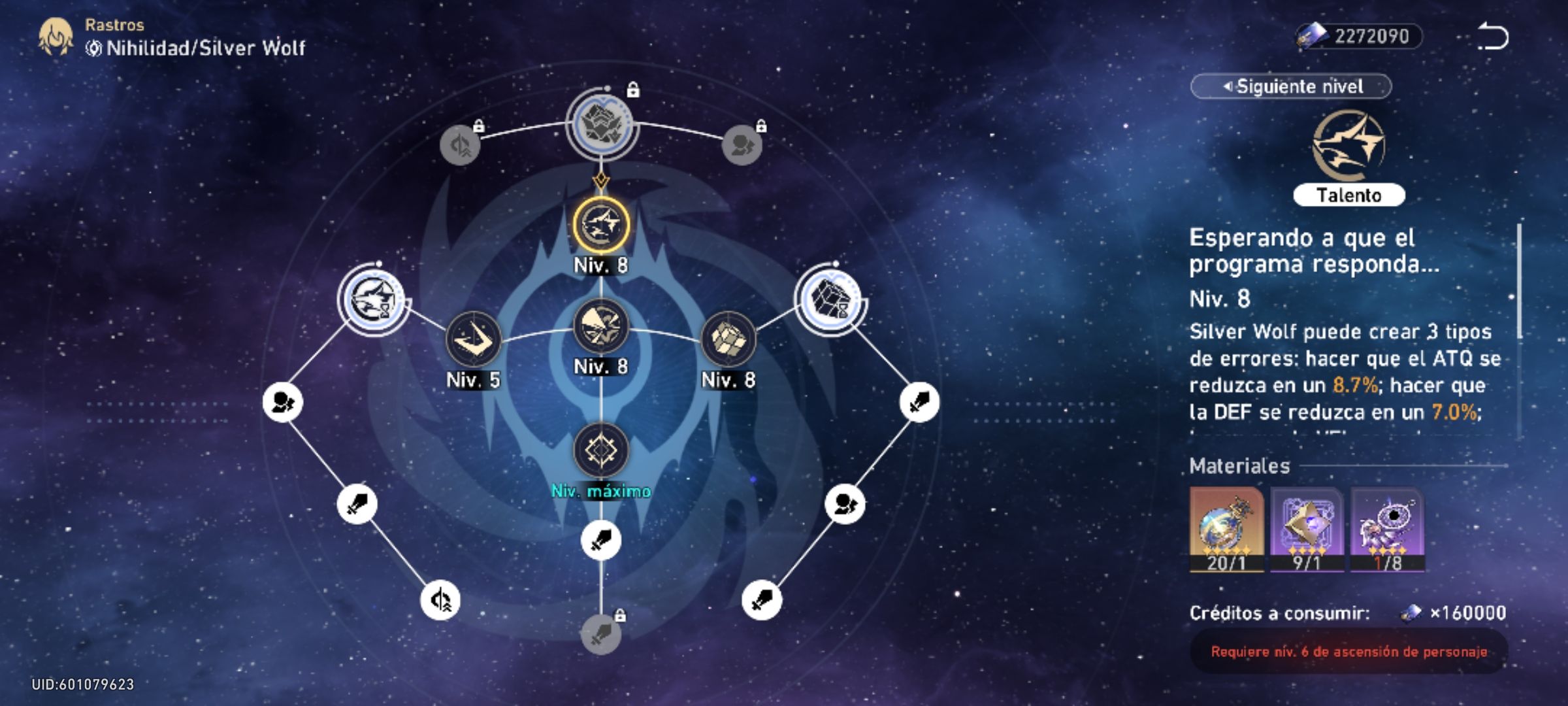 ya tengo los talentos de silver wolf nivel de mundo 4 al maximo Honkai ...