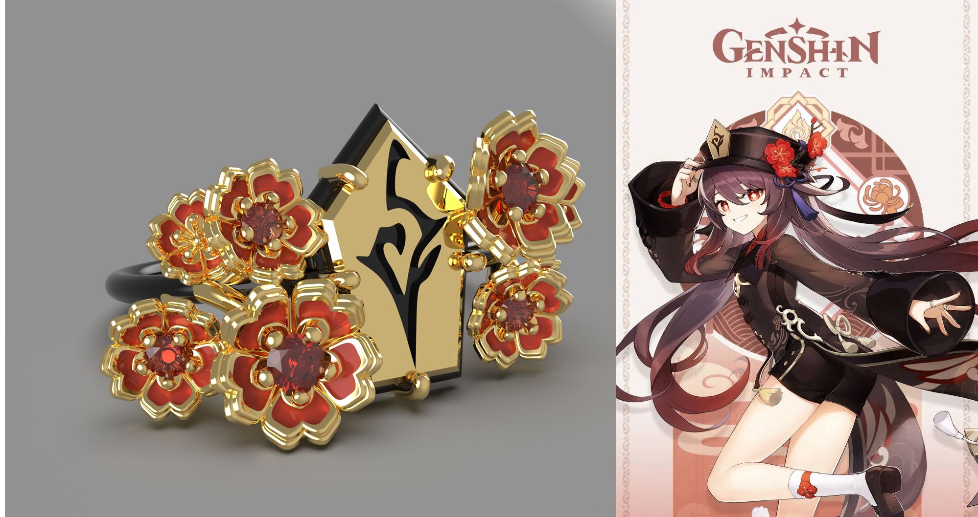 Hu Tao Floral Coffin Inspired Ring