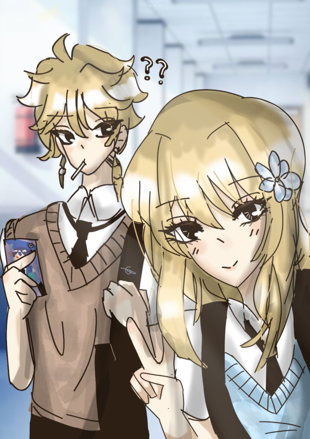 Lumine and Aether modern AU // fanart Genshin Impact | HoYoLAB