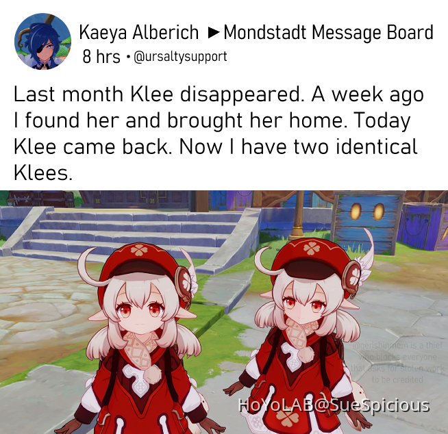 having two klees during the event be like Genshin Impact | HoYoLAB