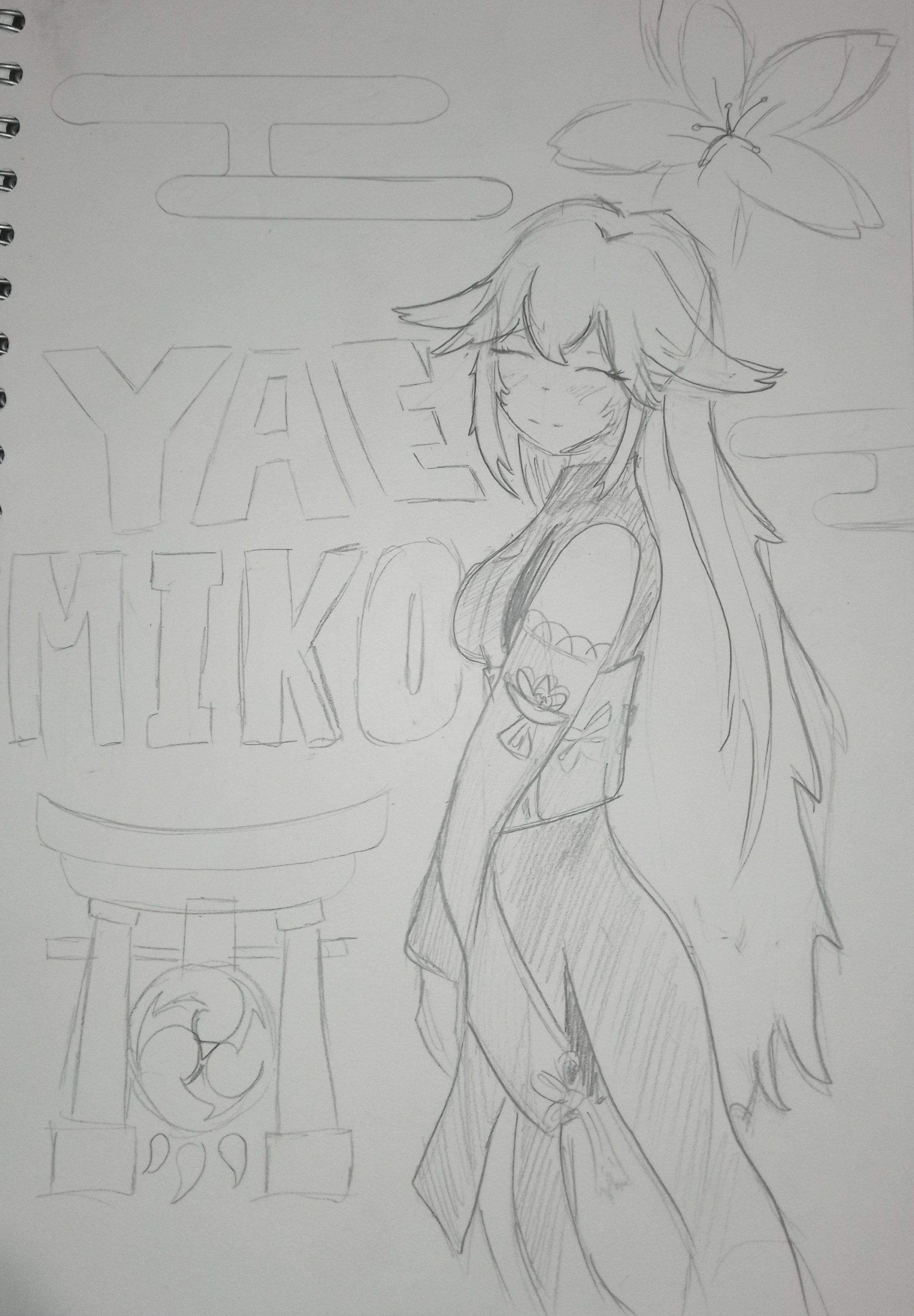 yae miko sketch 😊 Genshin Impact | HoYoLAB
