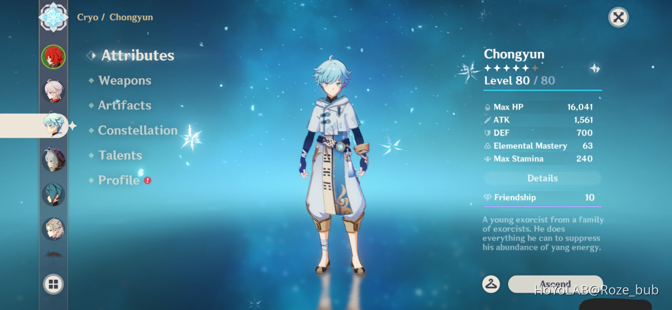 This is my Chongyun build Genshin Impact | HoYoLAB