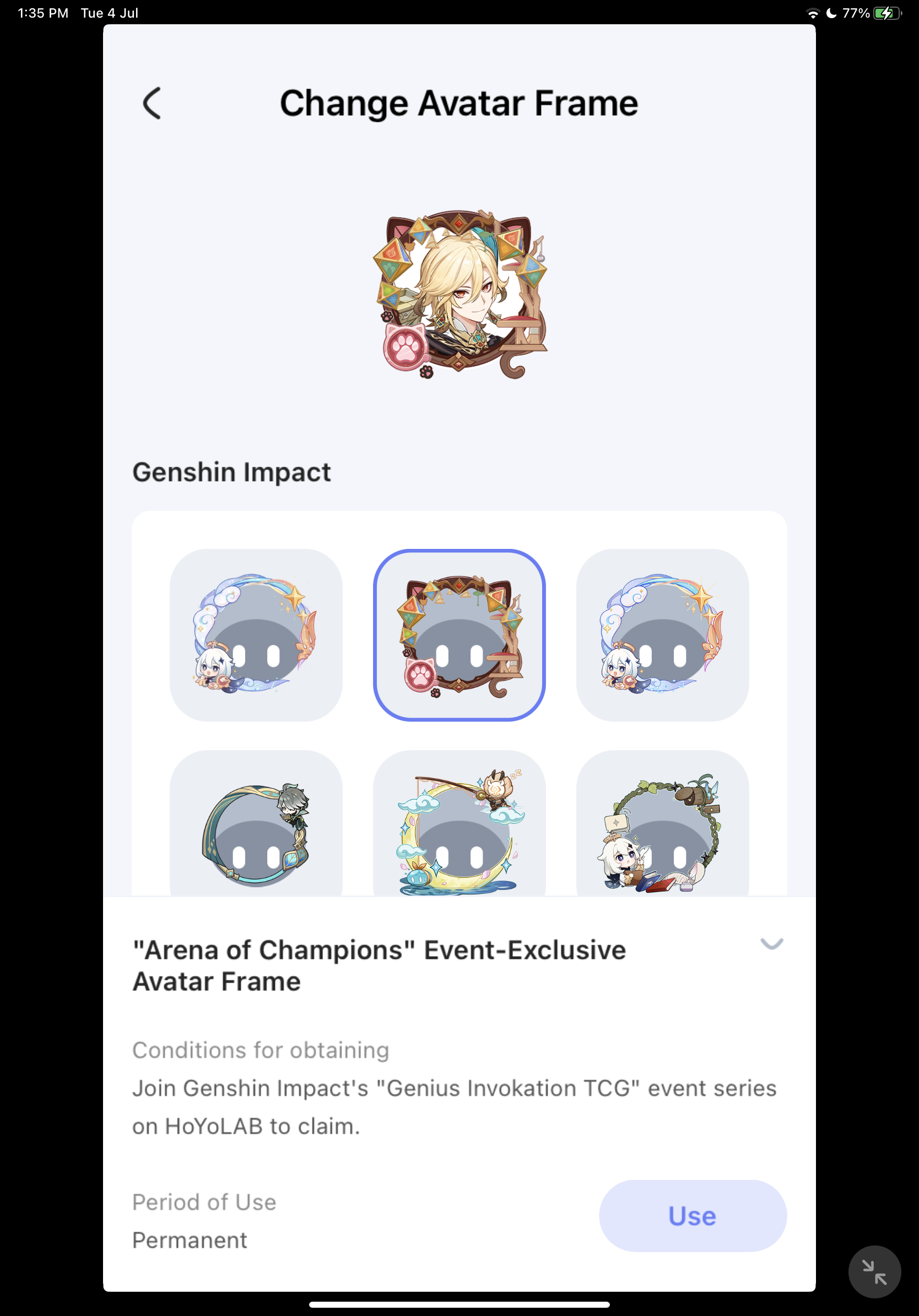 TCG Arena of Champions Frame | Frame Collection #48 Genshin Impact ...